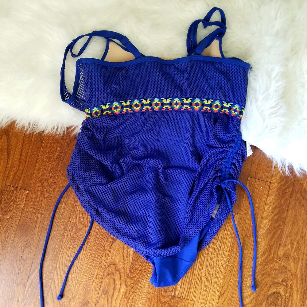 Swim By Cacique Mesh Overlay One Piece Swim Suit Size… - Gem